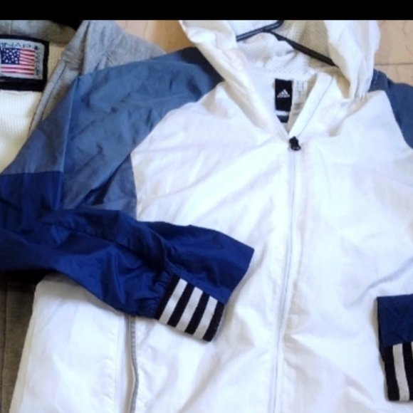 adidas | Other | Adidas Blue And White Windbreaker | Poshmark